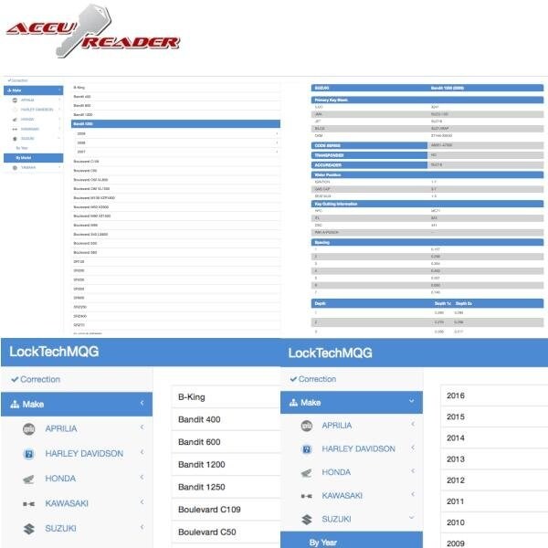 Accureader Online Motorcycle Key Cutting Guide / LockTech Moto Quick Guide (1-Year Subscription ...